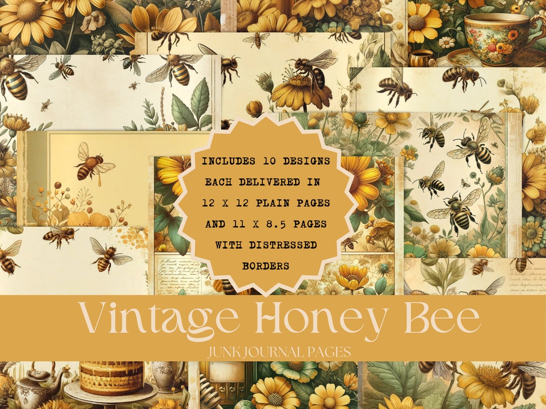 Vintage Honey Bees Junk Journal Pages | Junk Journal Printable | Junk ...
