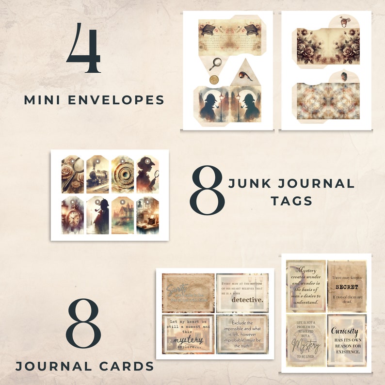 Vintage Mystery Junk Journal Kit Junk Journal Printable Detective Paper ...