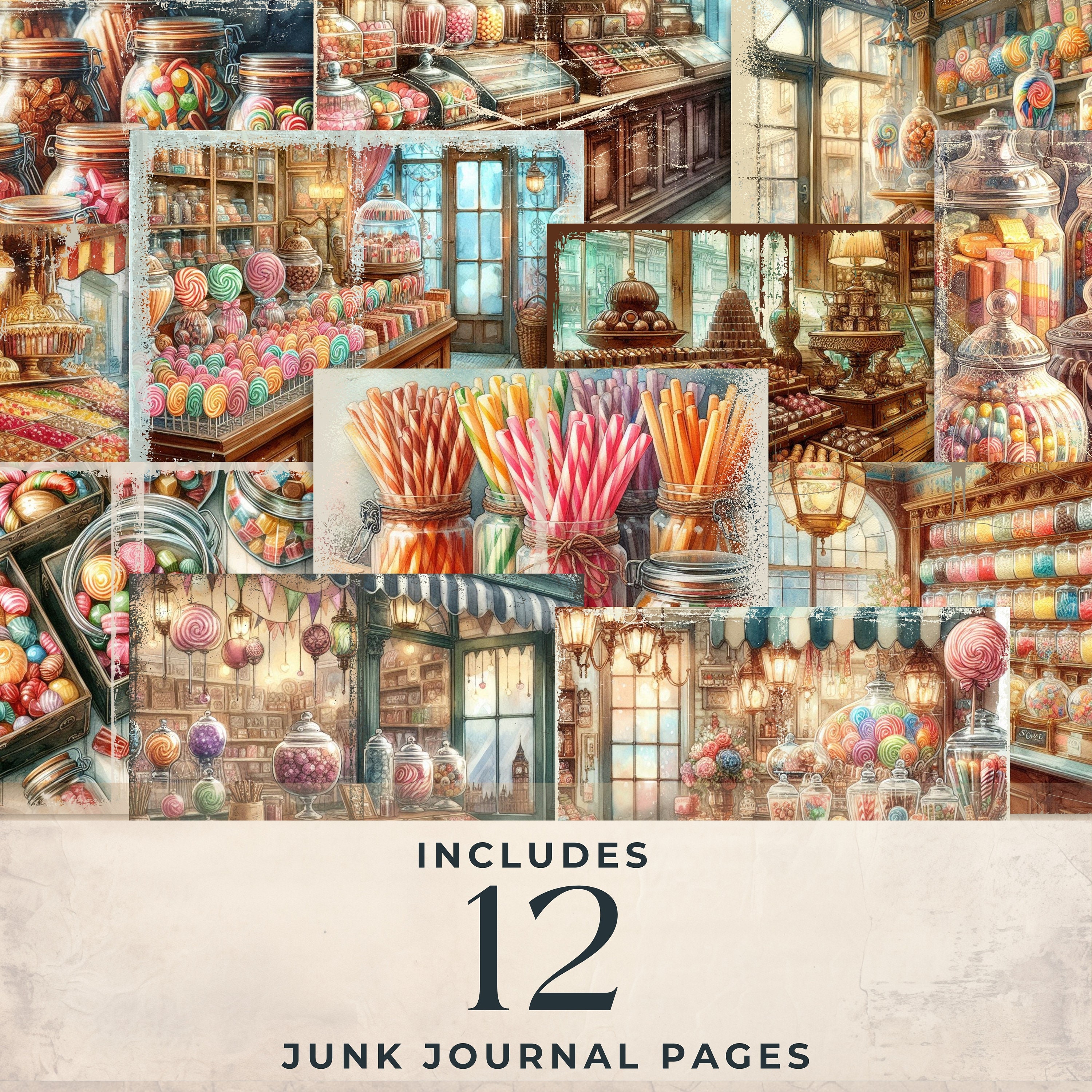 Candy Shoppe Junk Journal Kit | Junk Journal Printable | Collage Paper ...