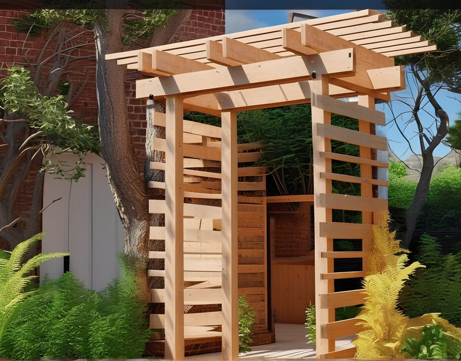 DIY Outdoor Arbor Build Plan, Pergola Plans, Outdoor Arbor Plan Garden ...
