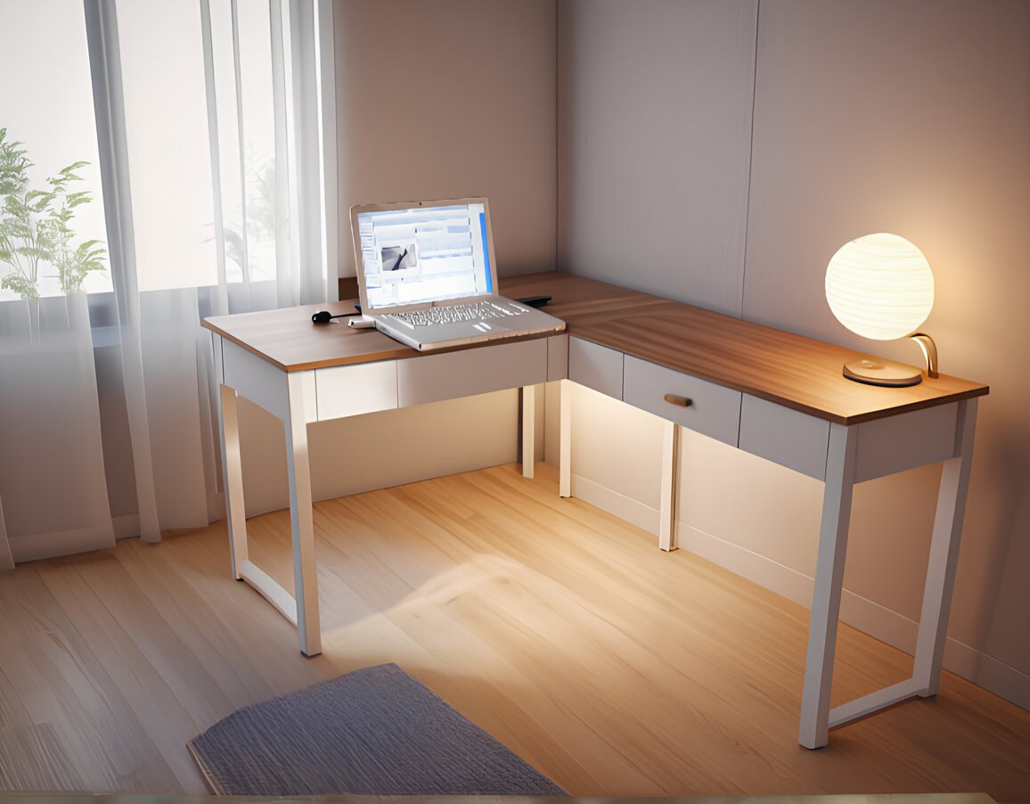 L Shaped Corner Desk Plan, Corner Desk, Woodworking Plans, Diy Plans ...