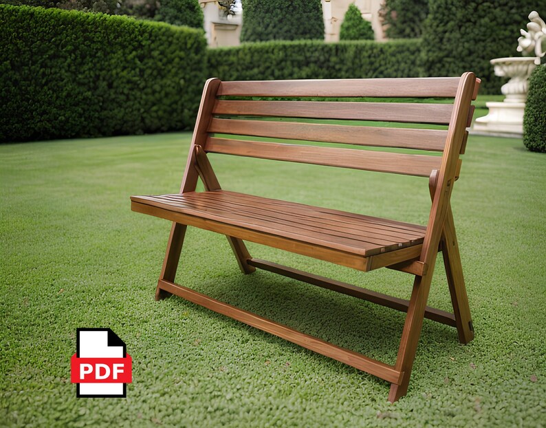 DIY Folding Bench Plan Pdf File , Outdoor Bench, Diy Plans, Woodworking ...