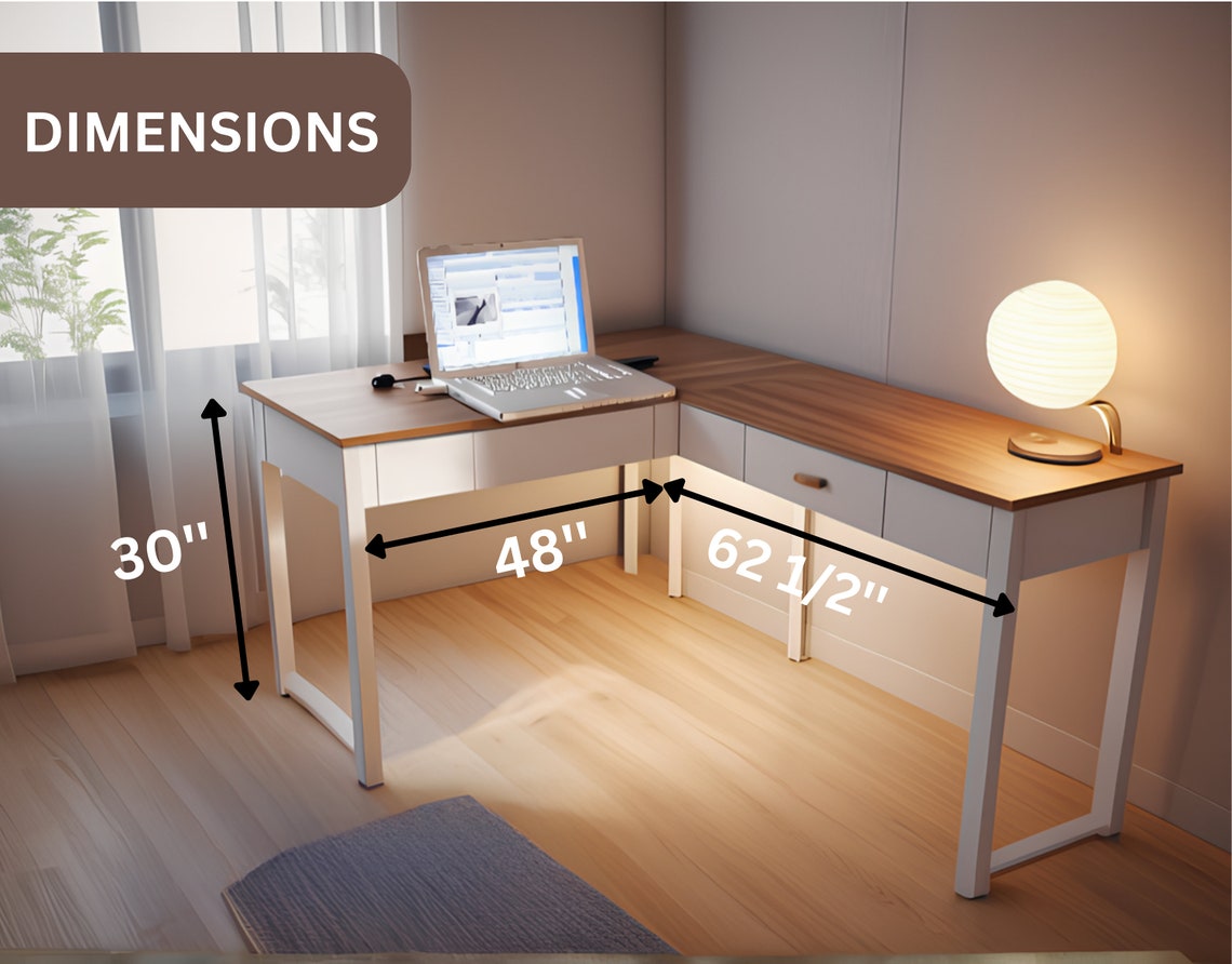 L Shaped Corner Desk Plan, Corner Desk, Woodworking Plans, Diy Plans ...