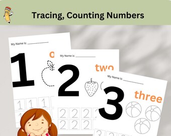 Preschool Numbers Tracing Worksheet, Handwriting Practice, Basic ...