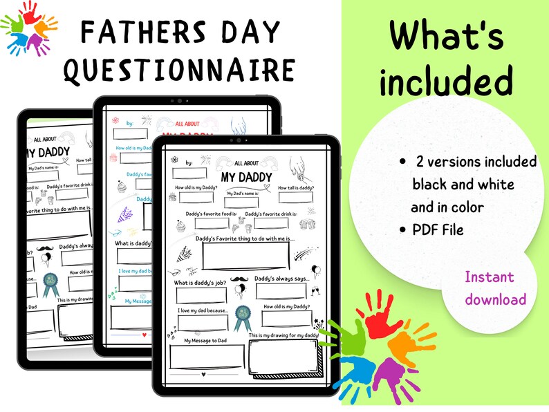 Fathers Day Questionnaire Dad Printable - Etsy