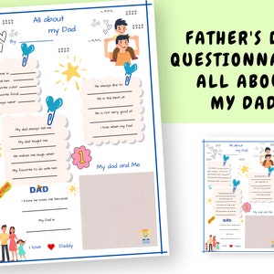 All About Dad Father's Day Questionnaire - Etsy