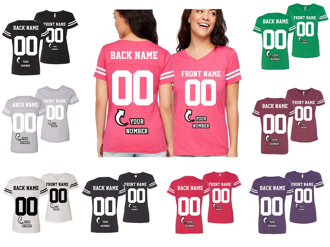 Customized Text Name Number LADIES Jersey Team Shirts Personalized ...