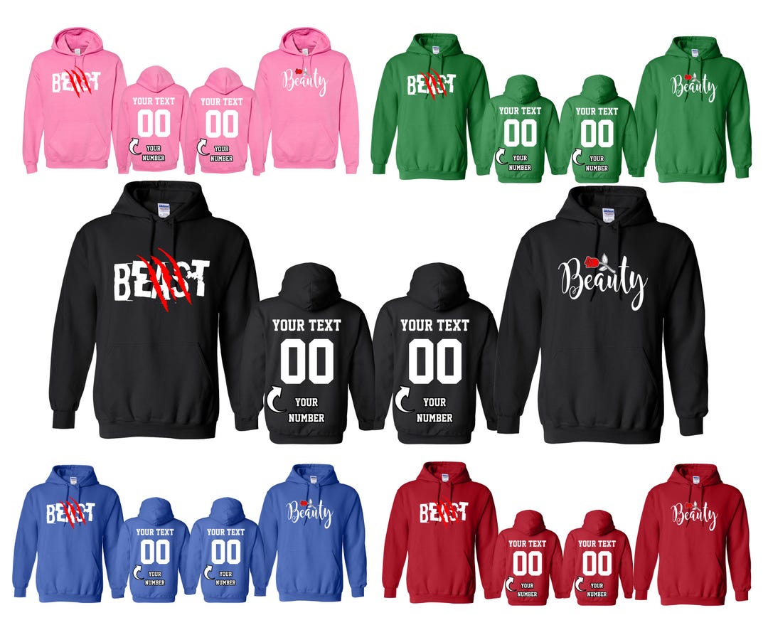 Beauty Beast Couple Customized Matching Hoodie Pullover His Hers ...