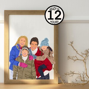 Custom Family Portrait, Cartoon Portrait, Gift for Christmas, Faceless ...