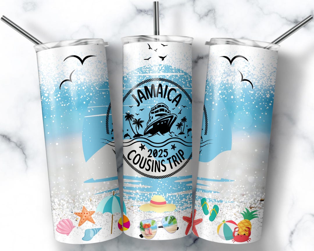 Jamaica Cousins Trip 2025, 20oz Skinny Tumbler Sublimation Wrap Designs ...
