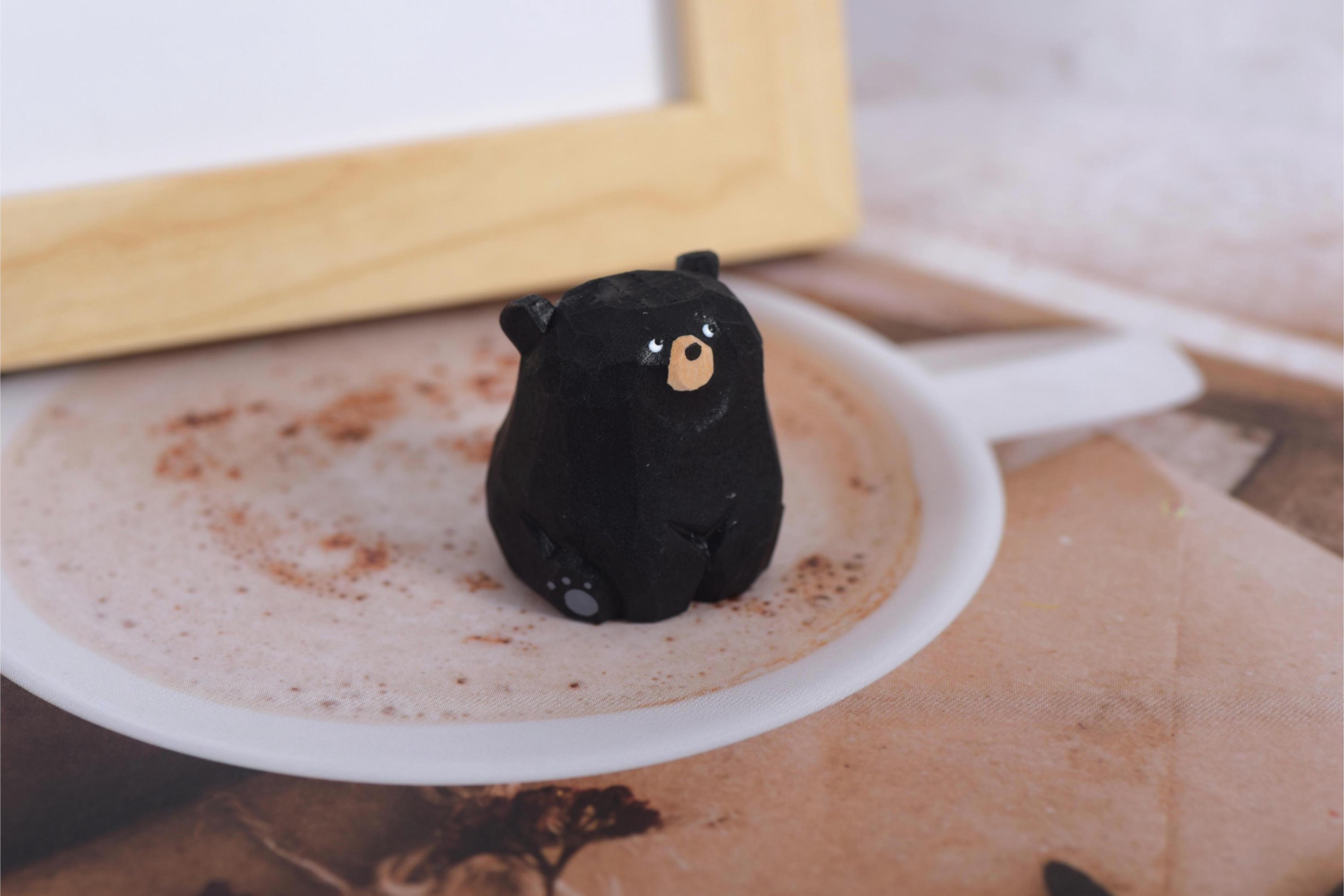 Hand-carved Wooden Bear Figurine - Cute Mini Bear Sculpture, Rustic ...