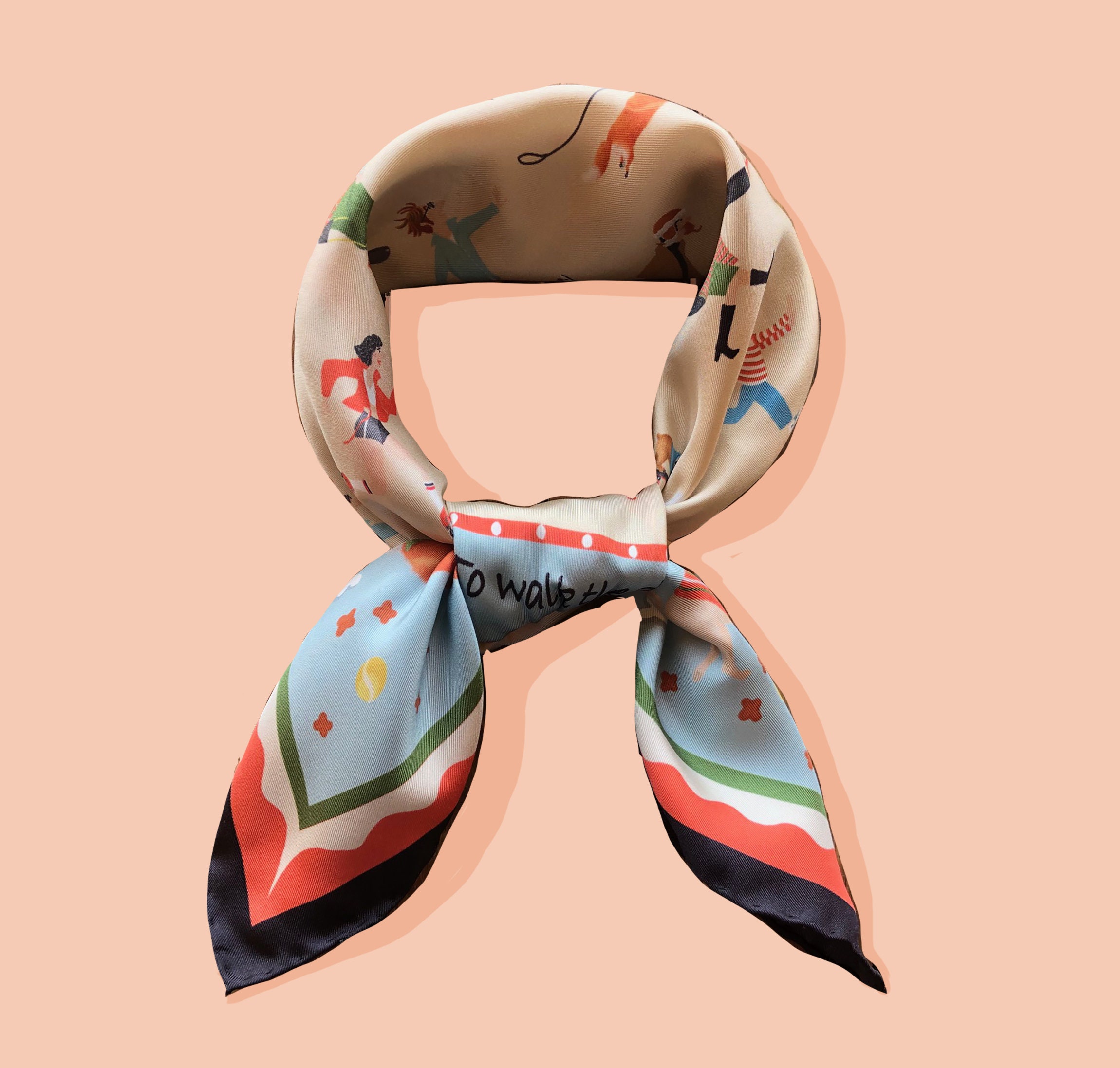 Square Silk Scarf Women With Corgi Dachshund Beagle Pug Pattern, Silk ...