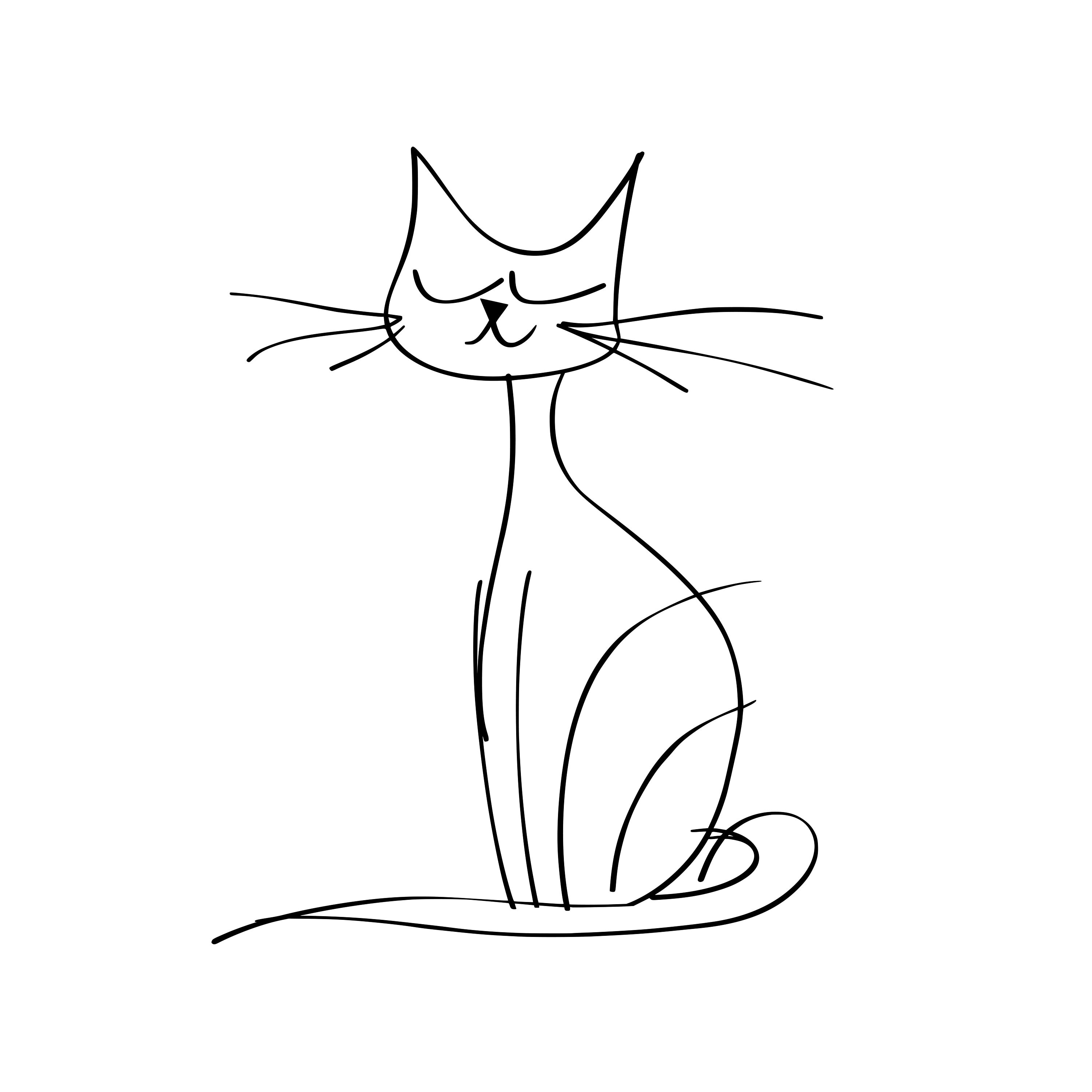 Minimalist Line Sketch Drawing of Cat Printable Digital Wall Art - Etsy