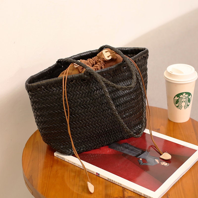 Handmade Leather Woven Bag Woven Leather Shoulder Bag Woven Leather ...