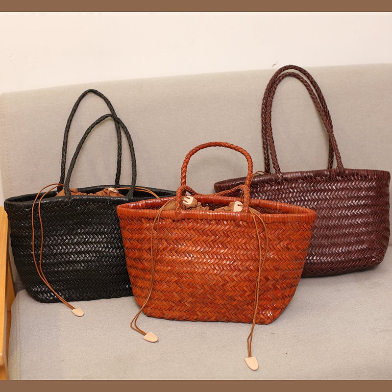 Handmade Leather Woven Bag Woven Leather Shoulder Bag Woven Leather ...