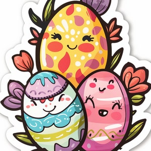 Easter Eggs Stickers Collection: 18 Vibrant Digital Designs, Festive ...