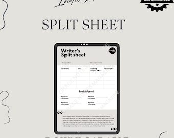 Writer Split Sheet - Music Industry Singer Songwriter Band Artist ...