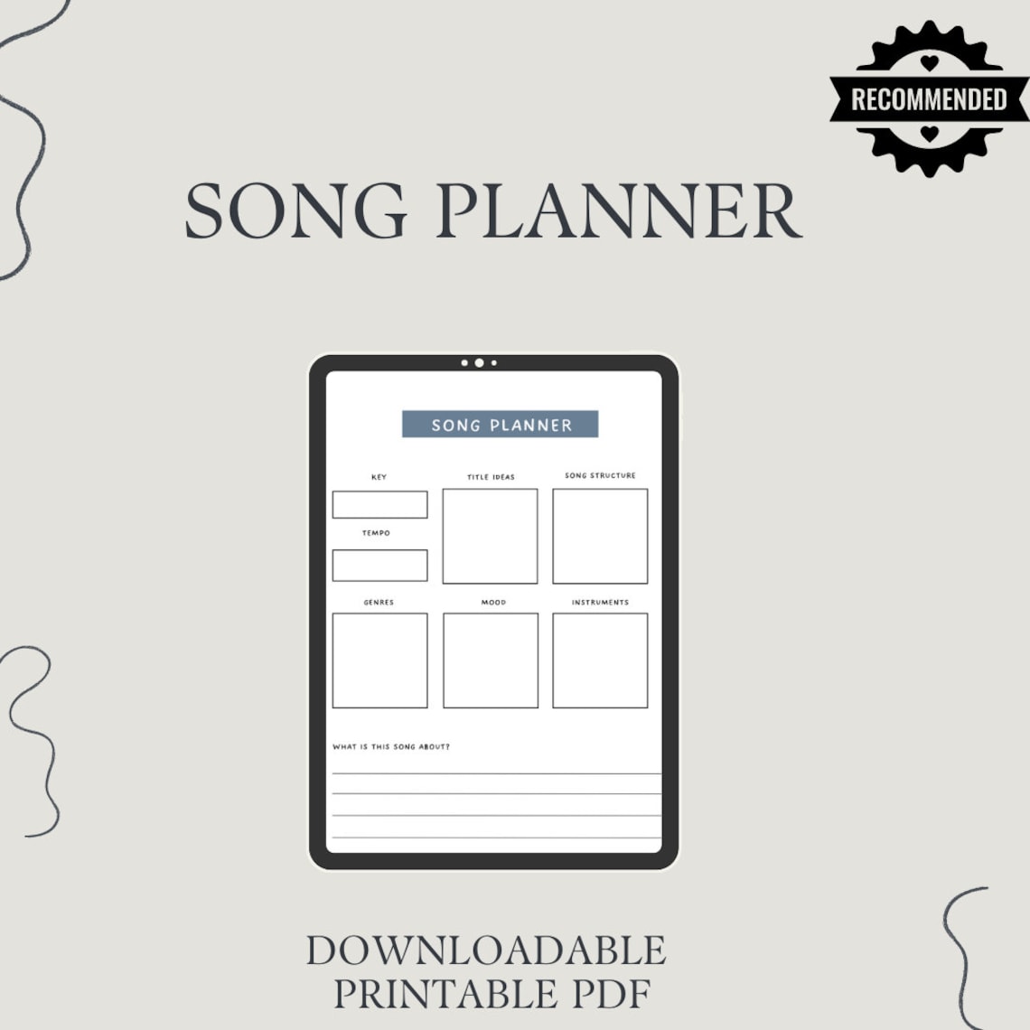 Digital Songwriting Planner A4 - Music Industry Singer Songwriter Band ...