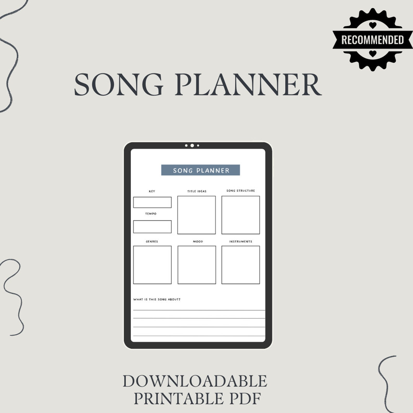 Digital Songwriting Planner A4 - Music Industry Singer Songwriter Band ...