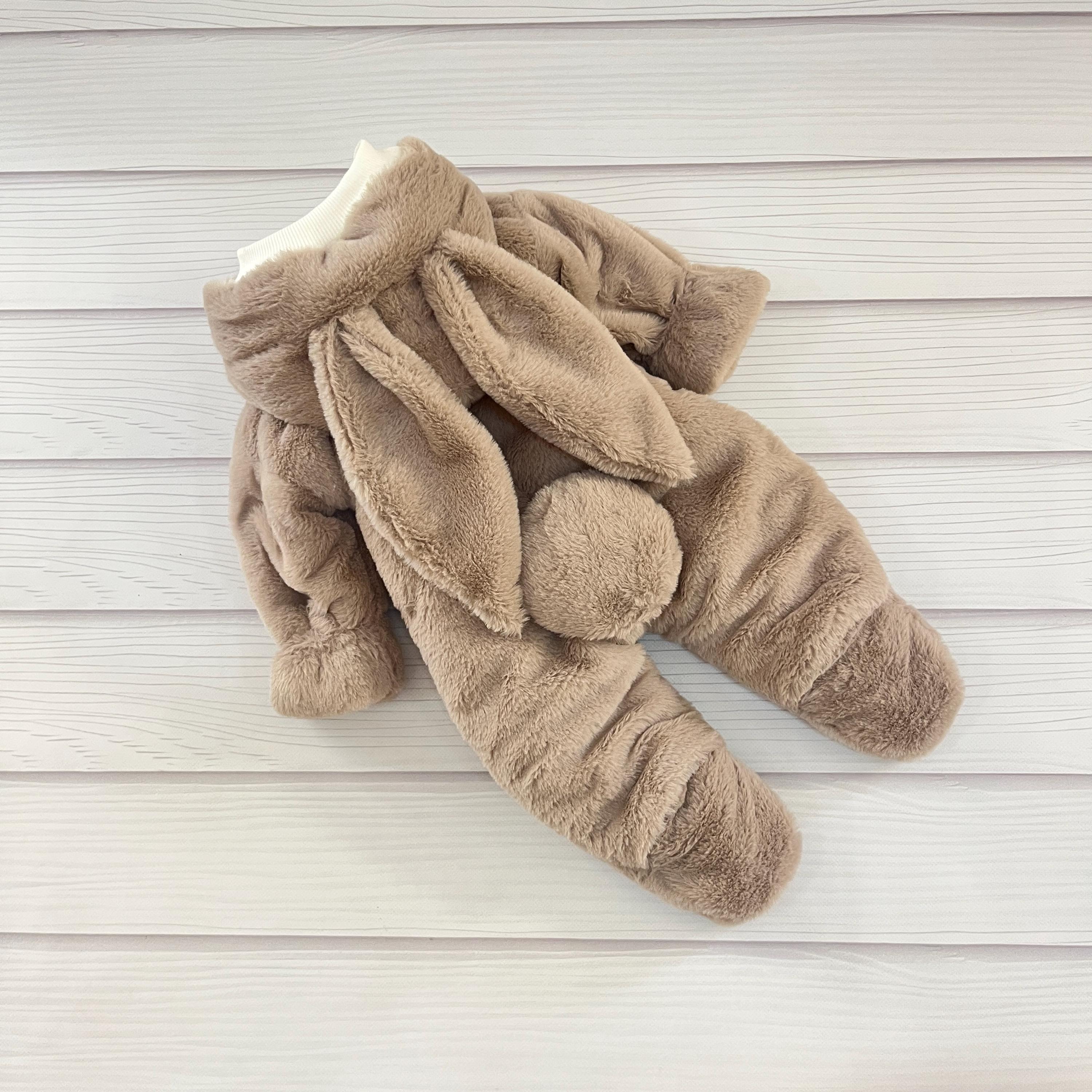 Baby Faux Fur Bunny Romper: Cozy Fleece-lined Winter Outfit. - Etsy