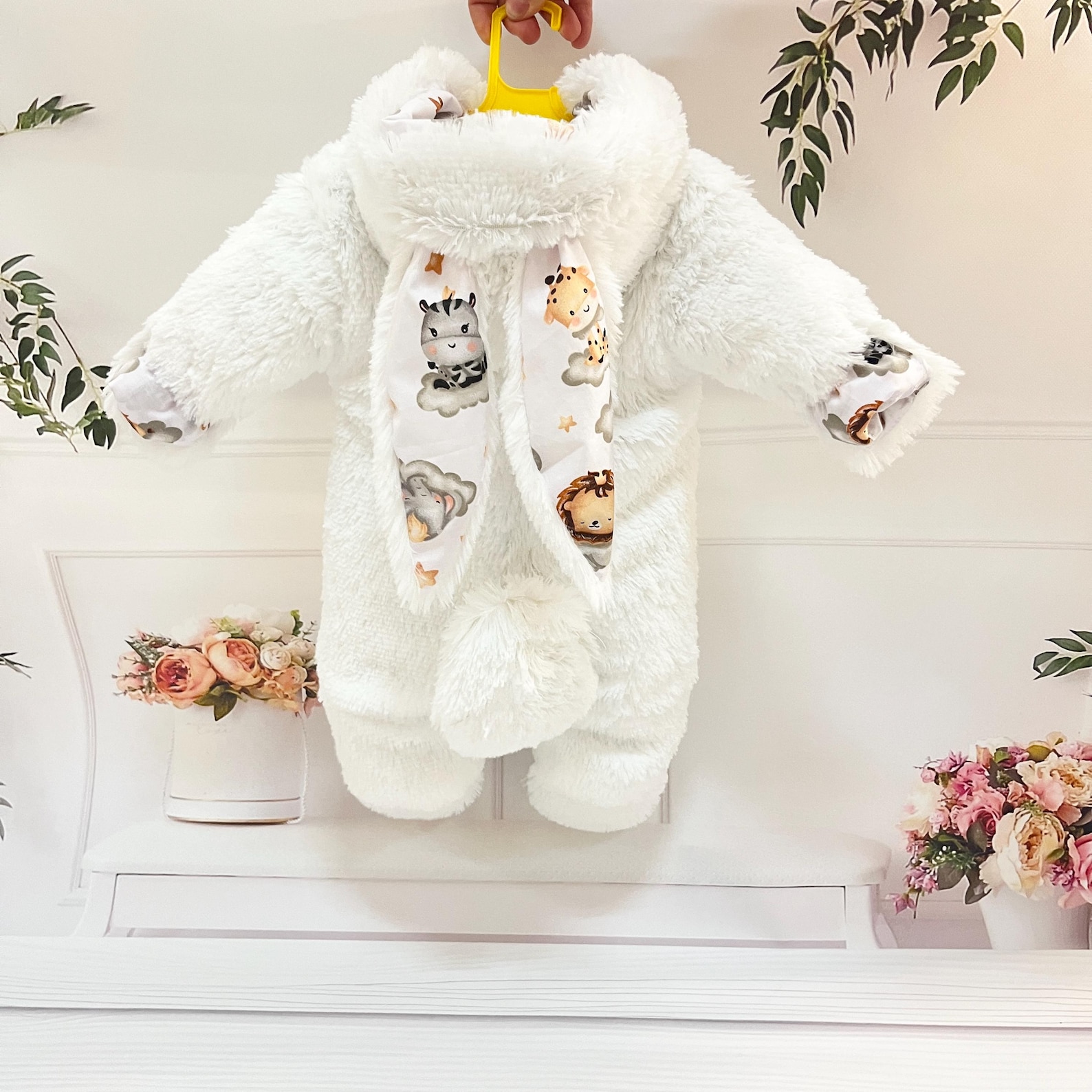 Baby Faux Fur Bunny Romper: Newborn Jumpsuit Whith Cotton Lining - Etsy