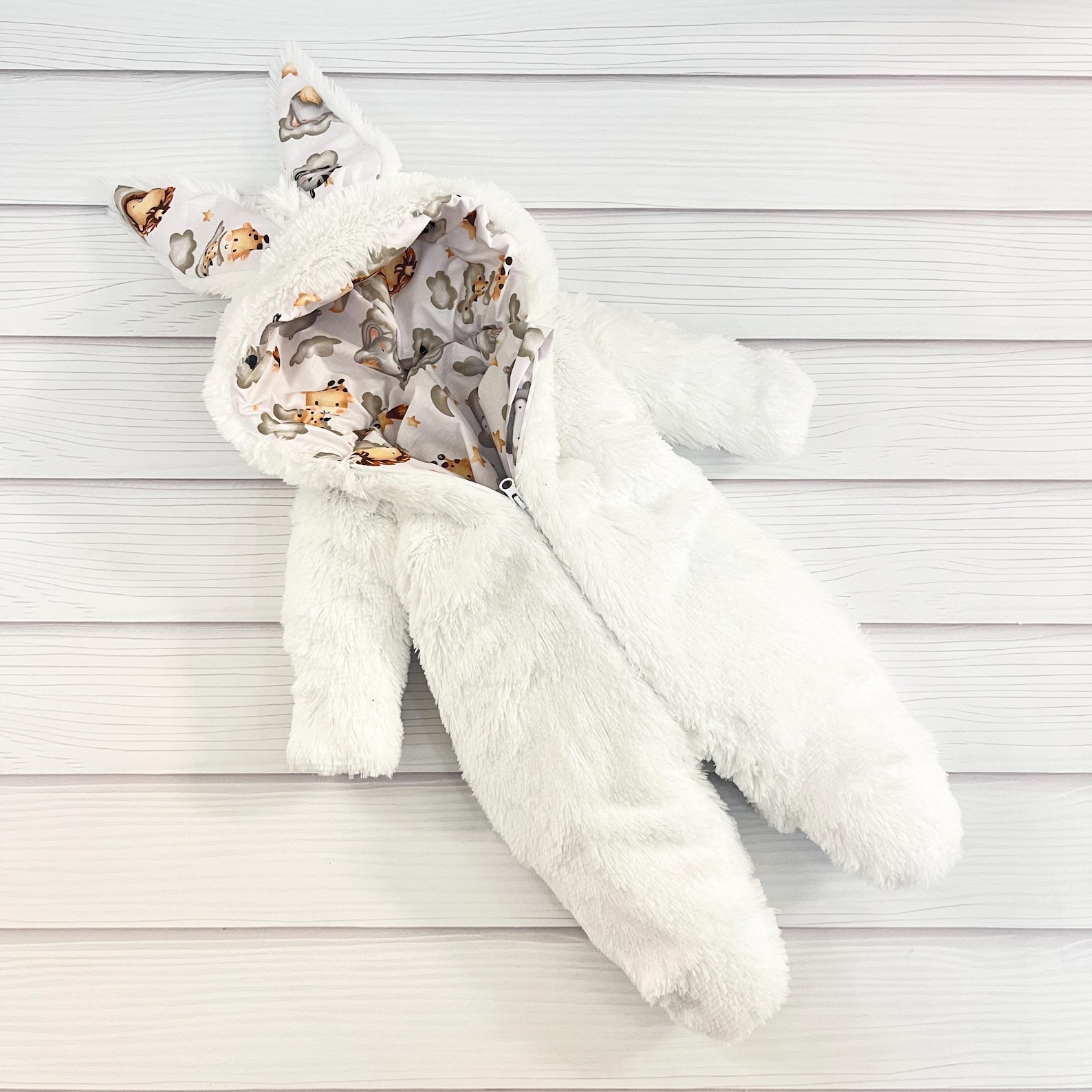 Baby Faux Fur Bunny Romper: Newborn Jumpsuit Whith Cotton Lining - Etsy