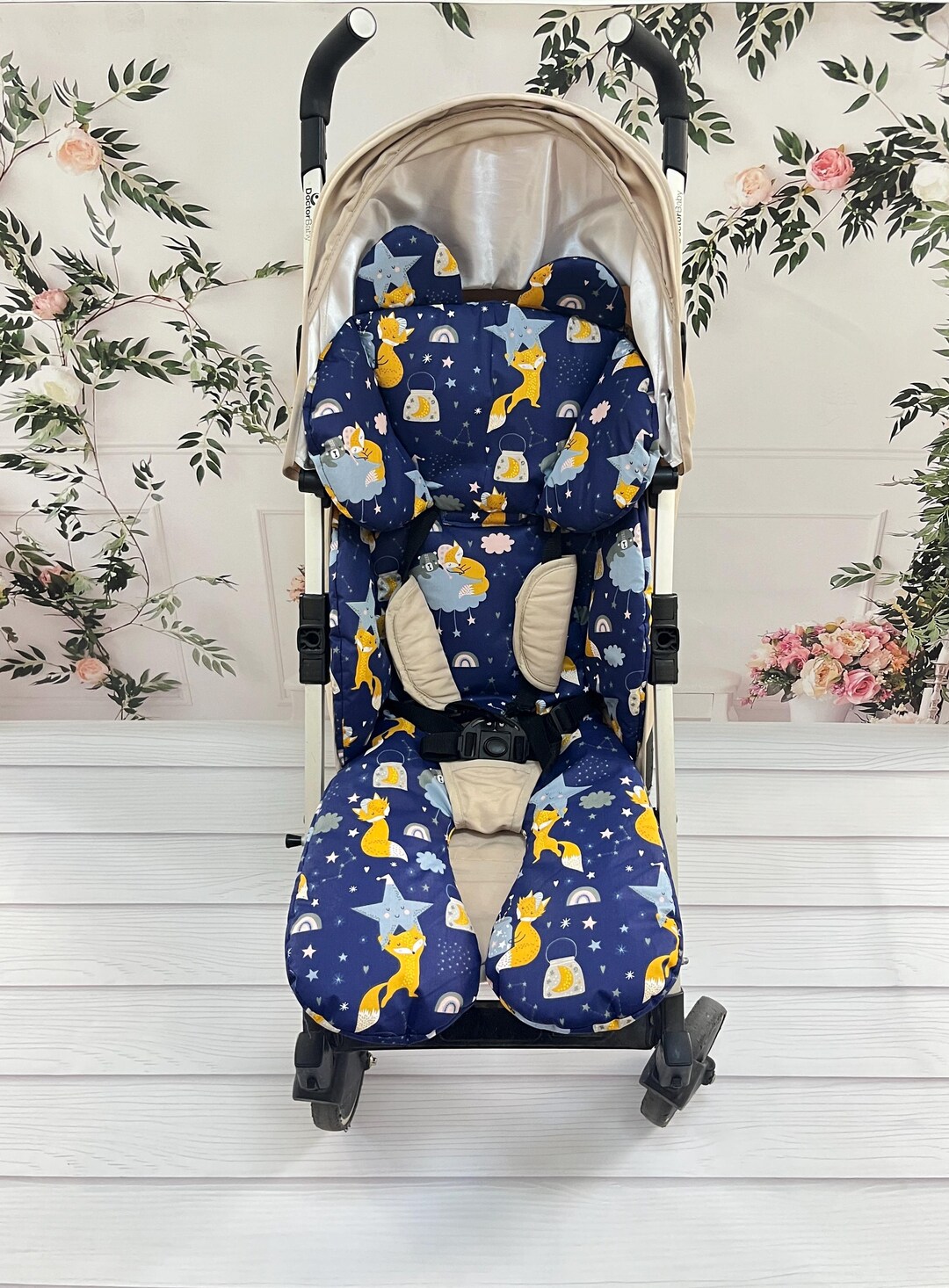 Floral Stroller Liner: 100% Cotton Universal Stroller Cushion - Etsy