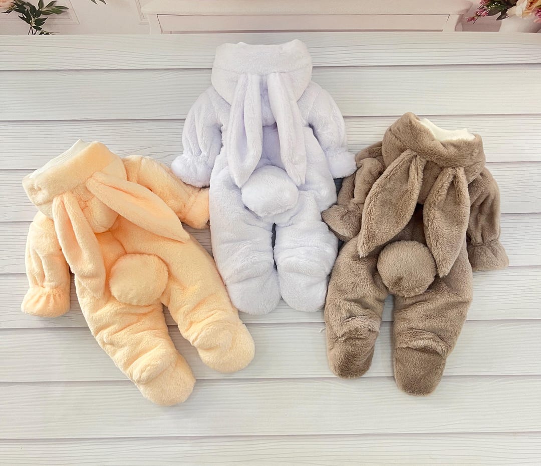 Baby Faux Fur Bunny Romper: Cozy Fleece-lined Winter Outfit. - Etsy