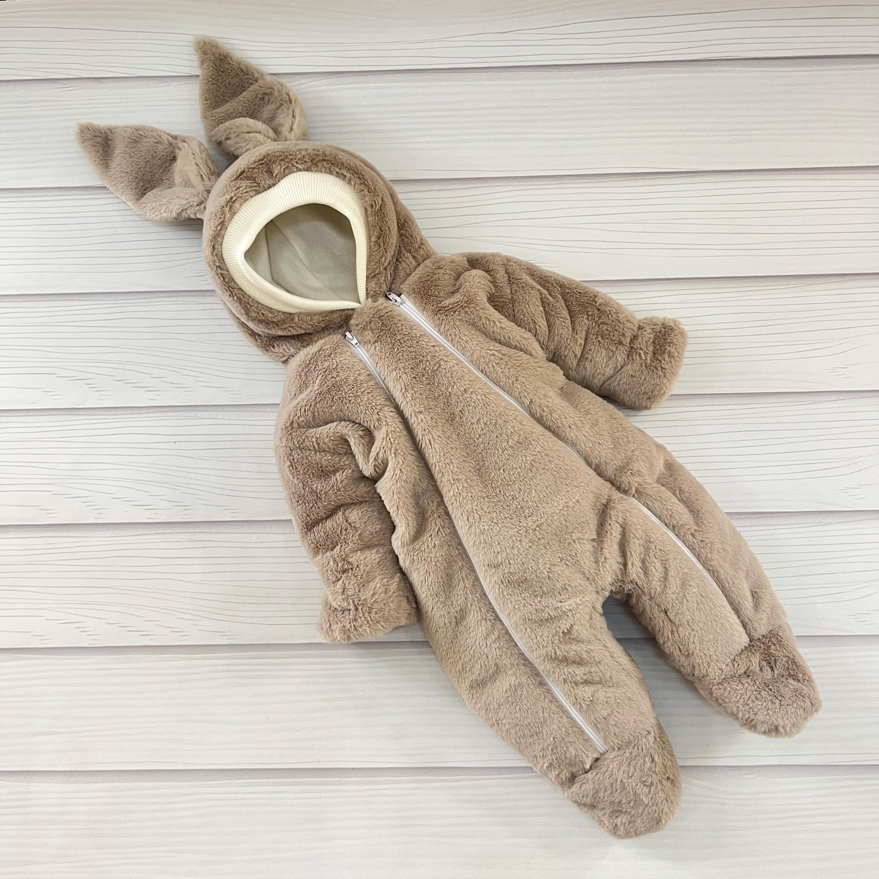 Baby Faux Fur Bunny Romper: Cozy Fleece-lined Winter Outfit. - Etsy