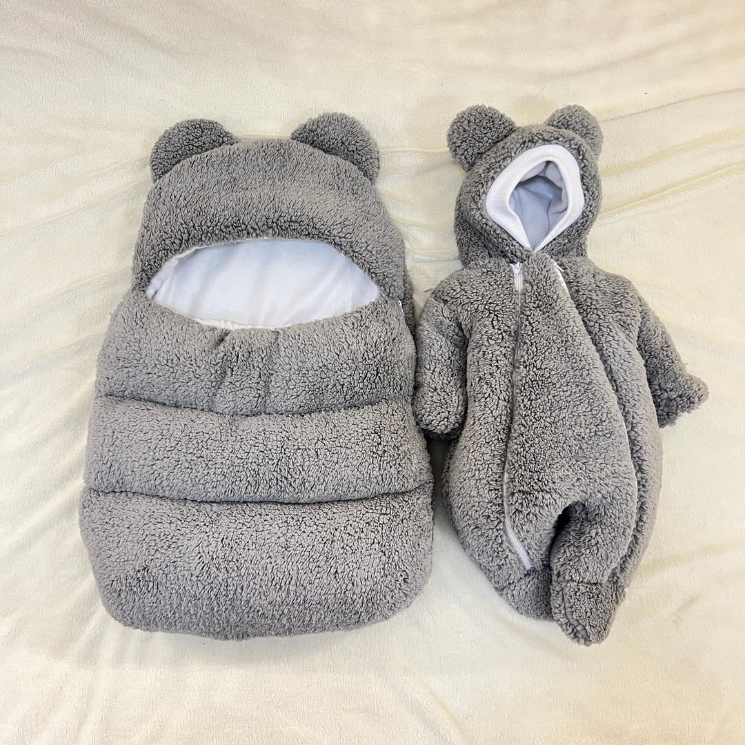 Teddy Fur Baby Romper & Sleeping Bag Set: Winter Newborn Outfit - Etsy