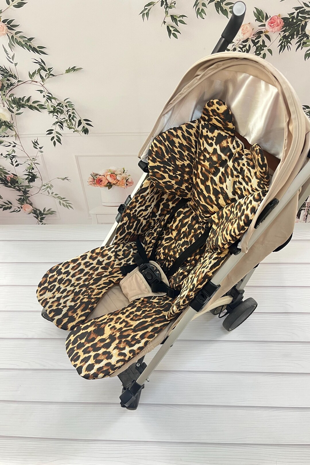 Leopard Print Stroller Liner: 100% Cotton Universal Cushion - Etsy