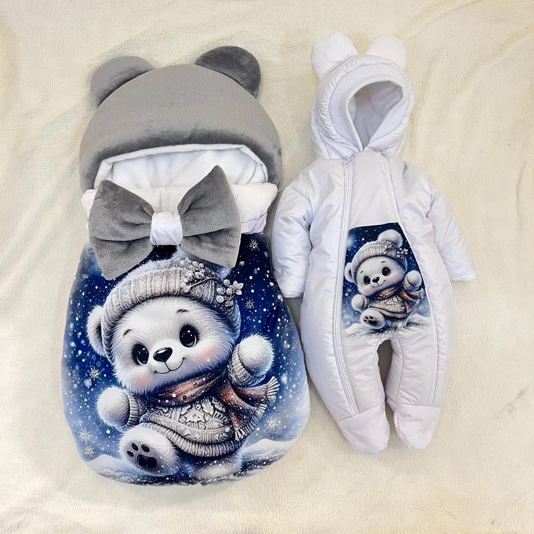 Newborn Winter Outfit Set: Rainwear Sleeping Bag & Romper - Etsy