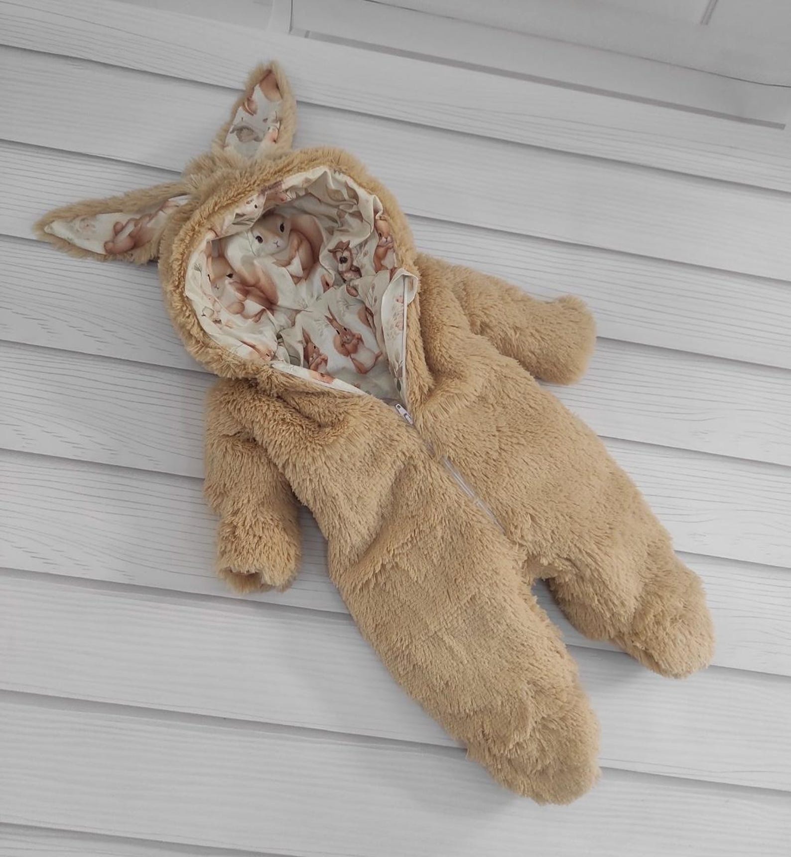 Baby Faux Fur Bunny Romper: Newborn Jumpsuit Whith Cotton Lining - Etsy