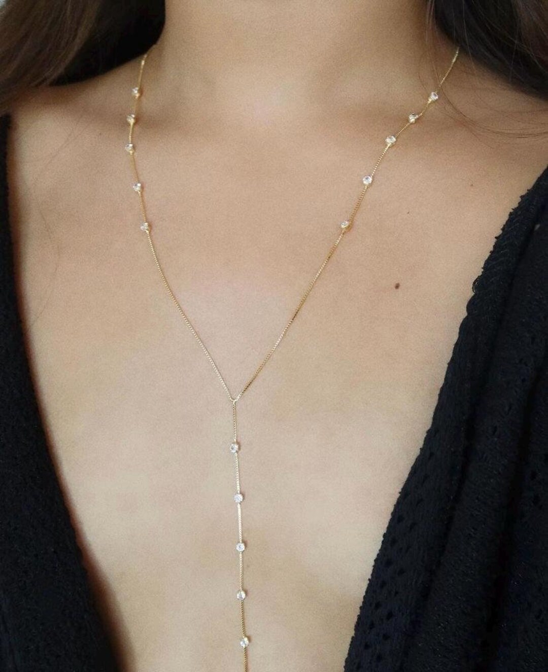 Gold Cz Body Chain, Sparkle Drape Chain, Body Chain, Dainty Gold Body ...
