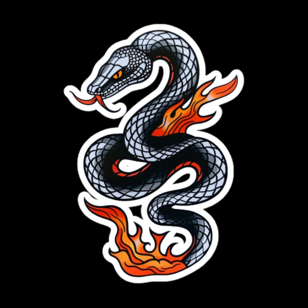 Flame Snake Design Sticker - Etsy