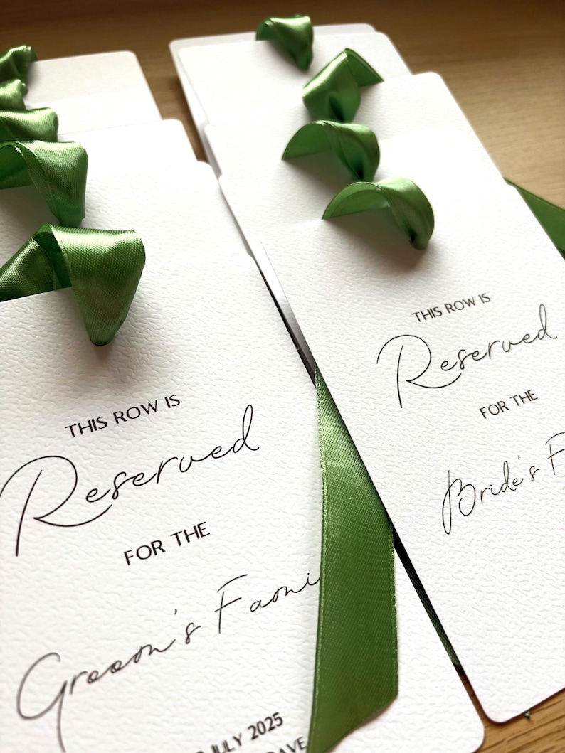 Personalised Wedding Row Reservation Sign With Satin Ribbon | Reserved ...