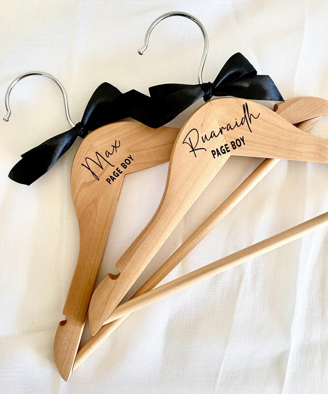 Personalised Page Boy Hanger – Wooden Child Hanger With Name & Bow ...