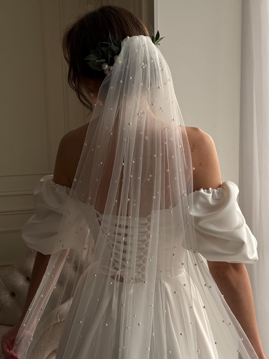 Wedding Bridal Veil With Pearls Cathedral Chapel Length Veil - Etsy