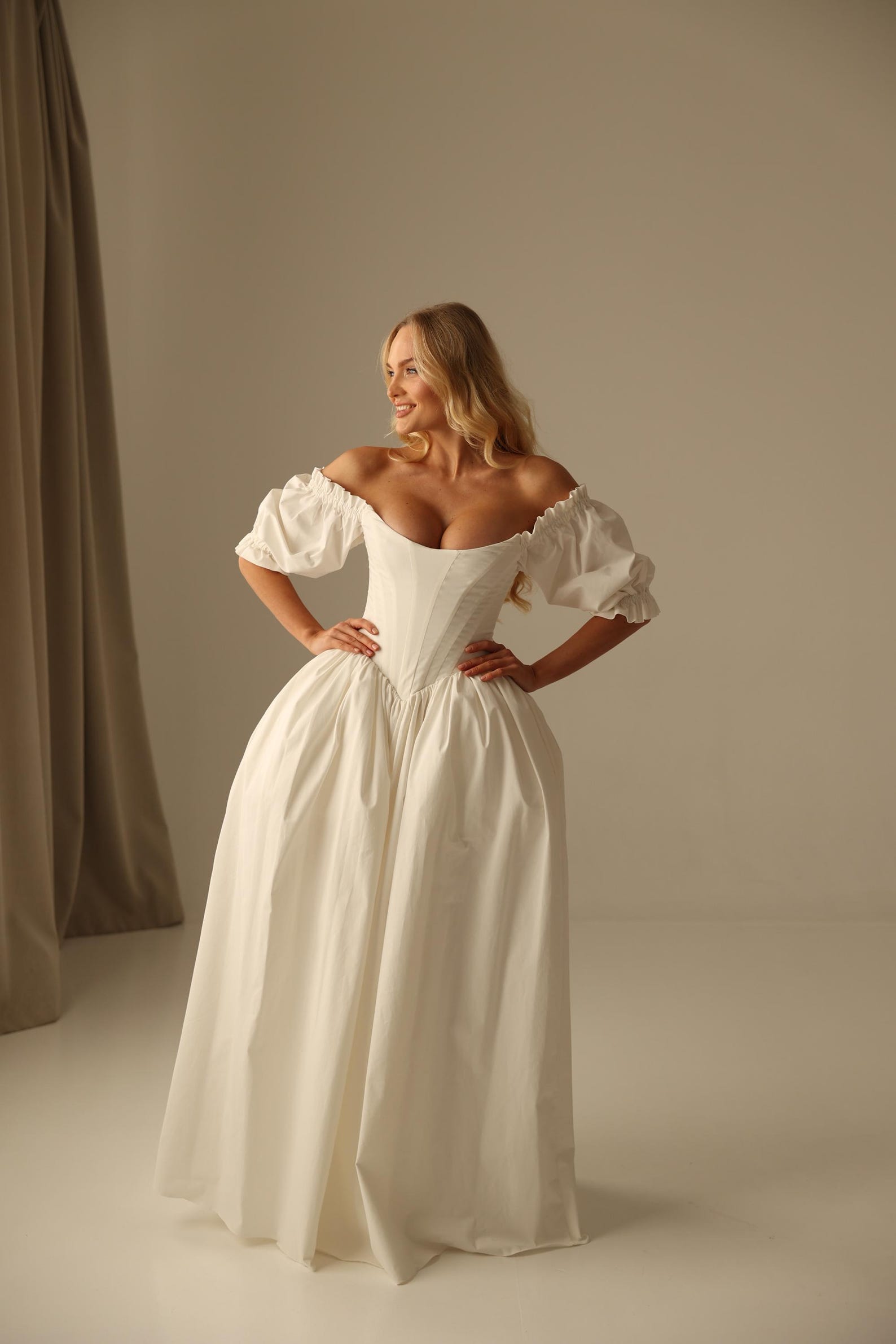 Cotton Corset Wedding Dress With Hip Pads - Etsy