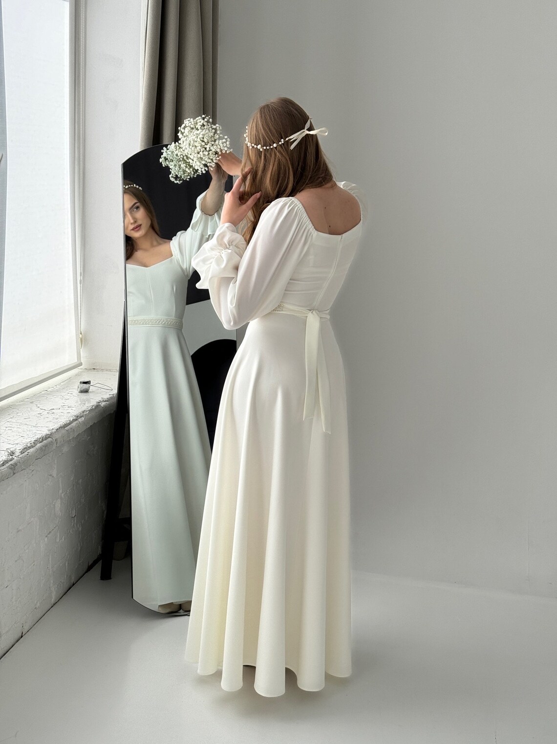 A Modest Dress With Long Sleeves, an Ivory-colored Dress, a Maxi ...