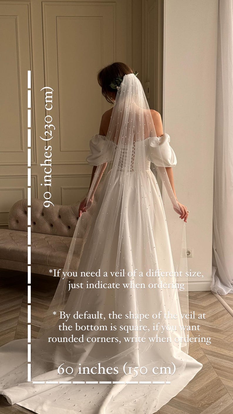 Wedding Bridal Veil With Pearls Cathedral Chapel Length Veil - Etsy