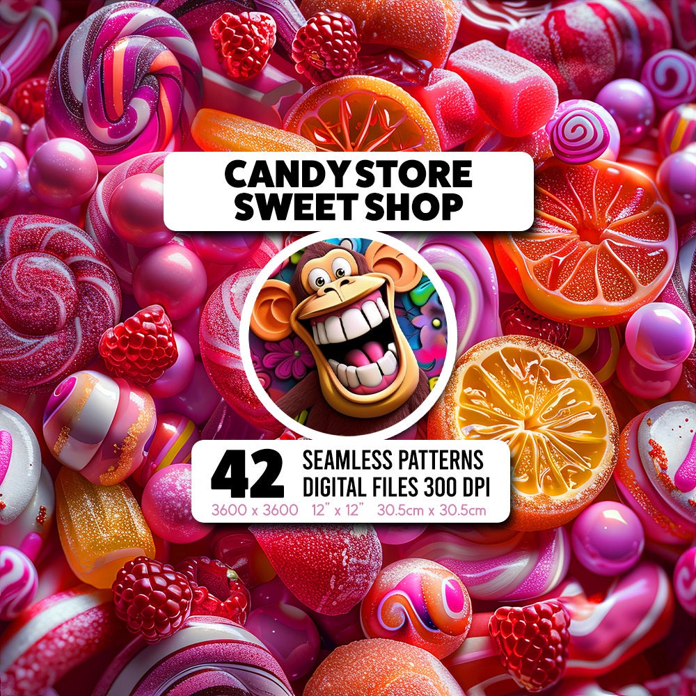 42 Candy Store Sweet Shop Wallpaper Seamless Tile Repeat Pattern ...