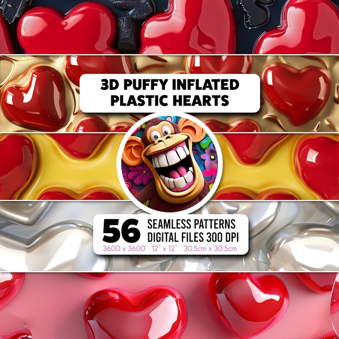 56 Puffy Inflated 3D Hearts Seamless Tile Repeat Patterns Video ...