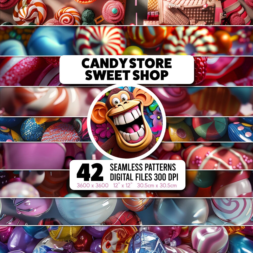 42 Candy Store Sweet Shop Wallpaper Seamless Tile Repeat Pattern ...