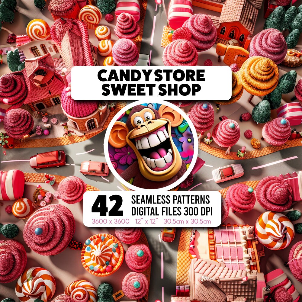 42 Candy Store Sweet Shop Wallpaper Seamless Tile Repeat Pattern ...