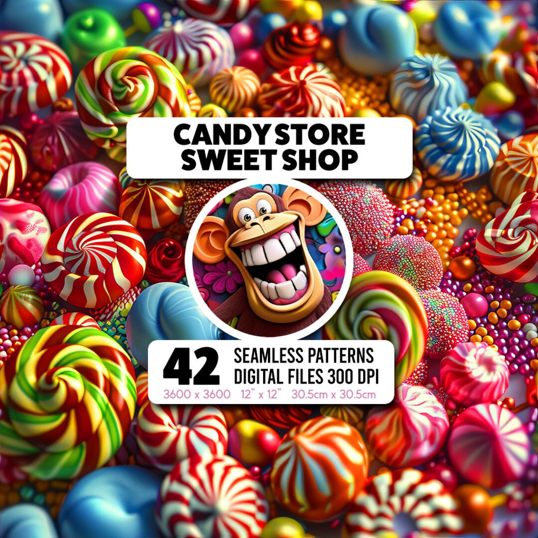 42 Candy Store Sweet Shop Wallpaper Seamless Tile Repeat Pattern ...