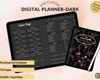 The Classic Digital Planner-dark Style-sunday Start - Etsy
