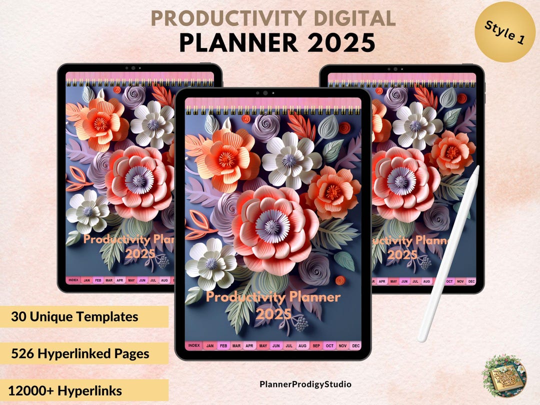 Productivity Digital Planner 2025-style1 - Etsy
