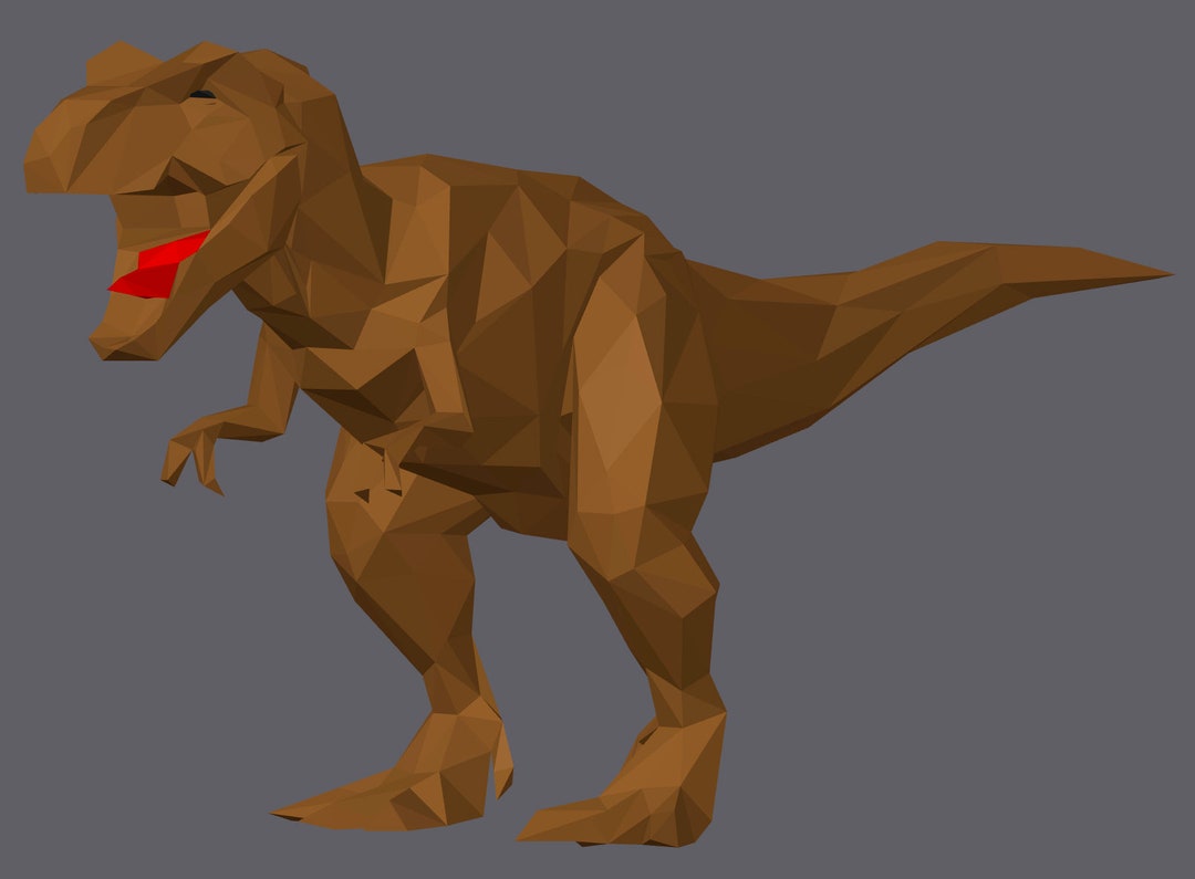 Low Polygon T-rex 3D Model - STL & 3MF Files Included - Dinosaur 3D ...
