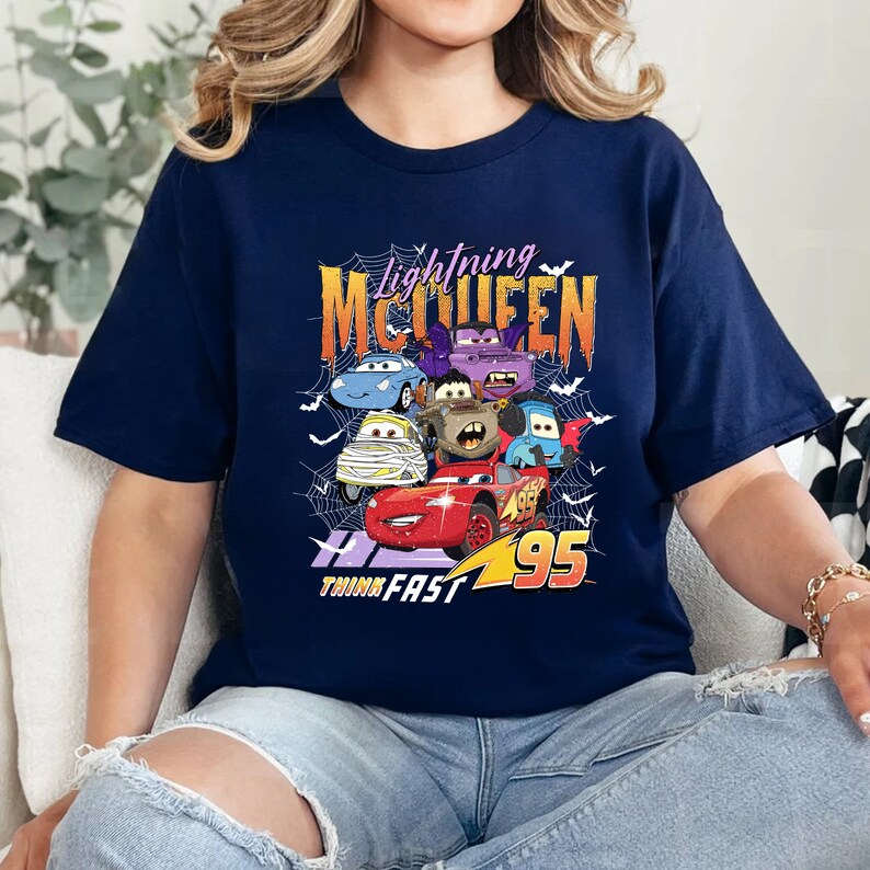 Retro Lightning Mcqueen Halloween Comfort Colors Shirt, Disney Pixar ...